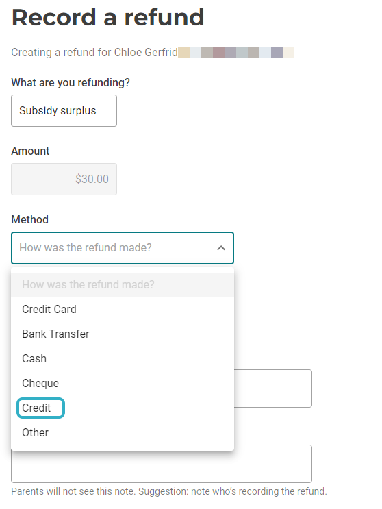 How to Add a Subsidy Overage to a Child’s Credit Ledger – Director